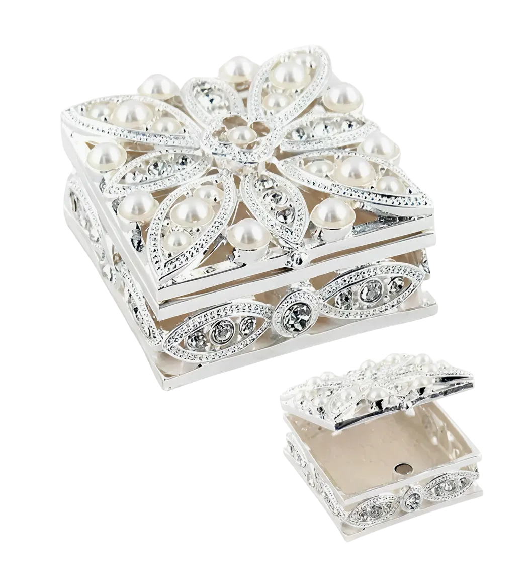 Elegant Silver Pearl Jewellery Box – Giftoria
